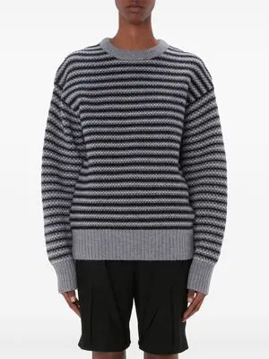 JW Anderson Striped Jacquard Wool Sweater - Grey