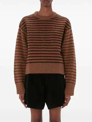 JW Anderson Striped-jacquard Wool Sweater - Brown