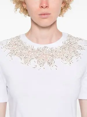 Ermanno Scervino Lace-detail Crystal-embellished T-shirt