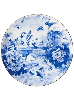 Shanghai Tang X Jacky Tsai Large Peony Plate - Blue