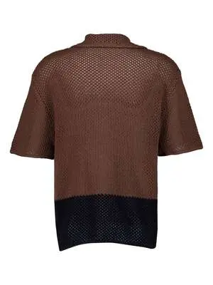 Commas Two-tone Crochet Polo Shirt