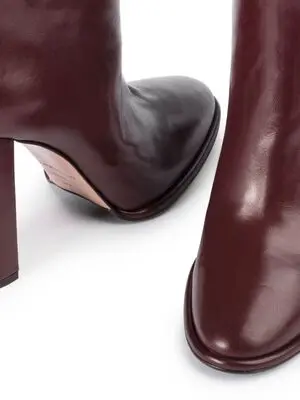 LE SILLA 110mm Elsa Block-heel Leather Boots - Red