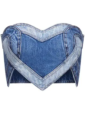 AREA Patchwork Heart-motif Denim Bandeau