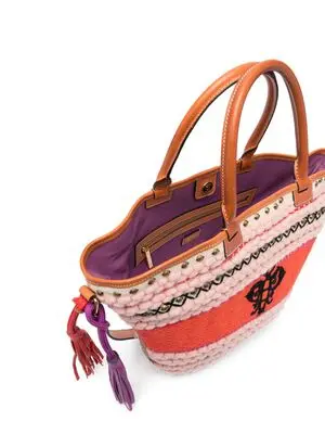 Emilio Pucci Embroidered Logo Striped Tote Bag