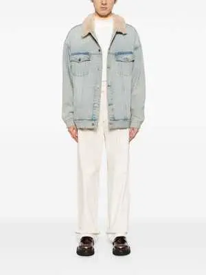 We11Done Shearling-collar Denim Jacket