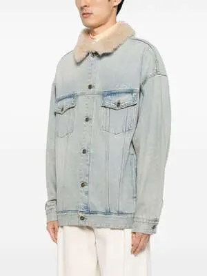 We11Done Shearling-collar Denim Jacket