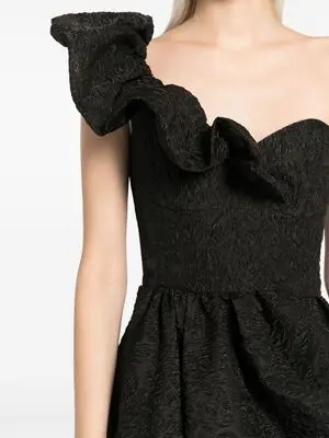 Marchesa Cloqué Gown With Ruffled Detailing And One-shoulder Design