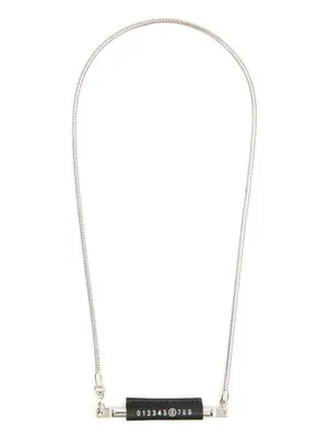 MAISON MARGIELA Number-print Leather Bar Necklace - Silver