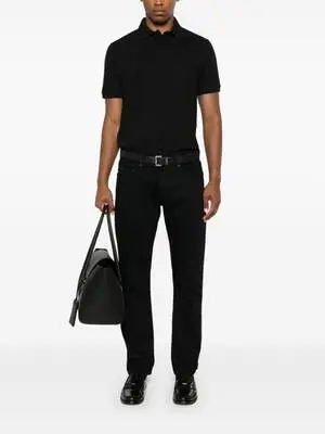 Saint Laurent Cassandre-embroidered Piqué Polo Shirt