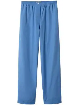 Miu Miu Embroidered Logo Poplin Trousers - Blue