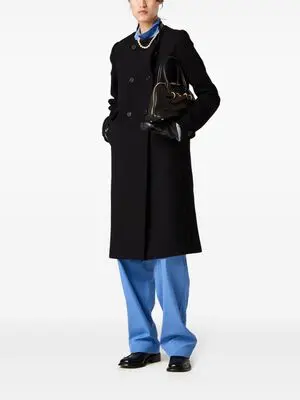 Miu Miu Embroidered Logo Poplin Trousers - Blue