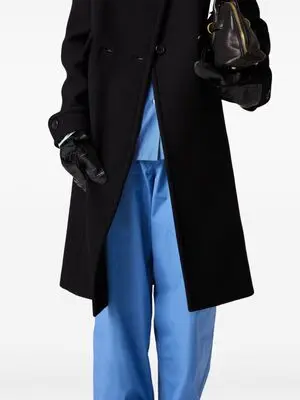 Miu Miu Embroidered Logo Poplin Trousers - Blue