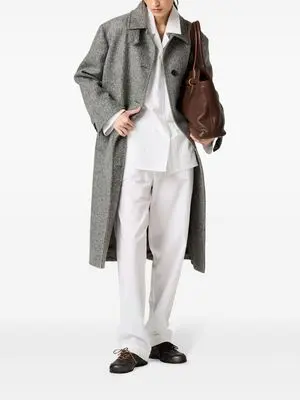 Miu Miu Embroidered Logo Poplin Trousers - White