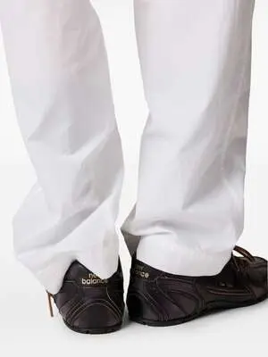 Miu Miu Embroidered Logo Poplin Trousers - White