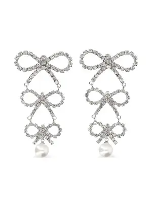 SELF-PORTRAIT Tiered Crystal-bow Drop Earrings