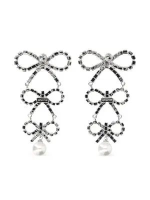 SELF-PORTRAIT Tiered Crystal-bow Drop Earrings