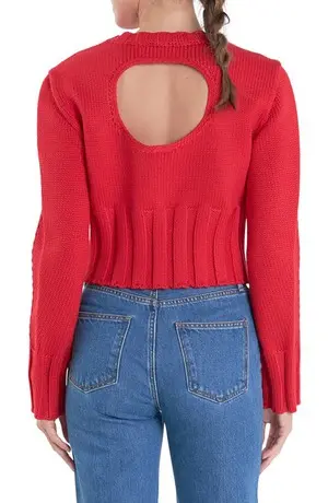 English Factory Cutout Crop Sweater - Red