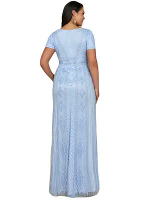 LARA NEW YORK Beaded Cap-sleeve Mermaid Dress - Periwinkle