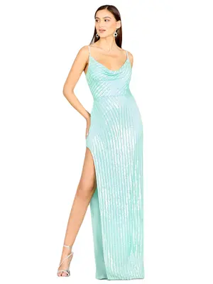 LARA NEW YORK LARA New York Sequin Cowl Neck Dress Mint