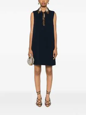 Fendi Sequined Trim Polo Mini Dress