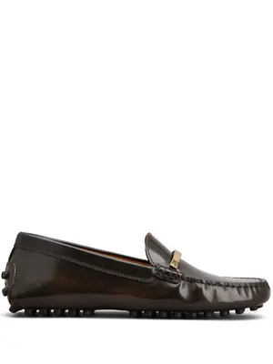 TOD'S Logo-plaque Leather Loafers - Brown