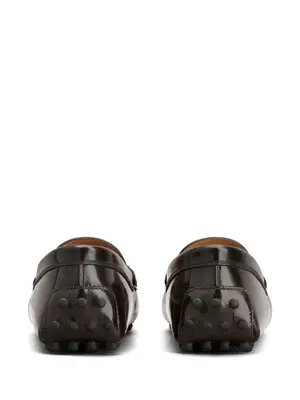 TOD'S Logo-plaque Leather Loafers - Brown