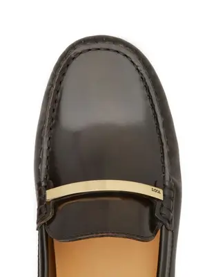 TOD'S Logo-plaque Leather Loafers - Brown
