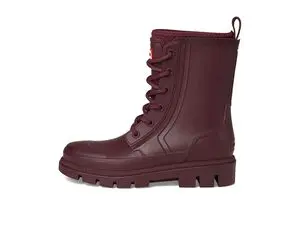Hunter Diana Lace-up Mid Calf Boots - Red