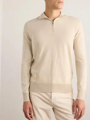 Loro Piana Roadster Cashmere Half-zip Sweater - Neutrals