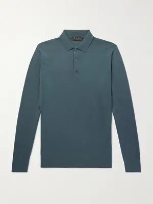 Men's Loro Piana Blue Polos