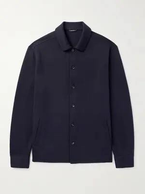 Loro Piana Whitney Cotton, Silk And Cashmere-blend Shirt Jacket - Blue