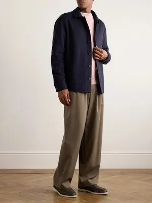 Loro Piana Whitney Cotton, Silk And Cashmere-blend Shirt Jacket - Blue