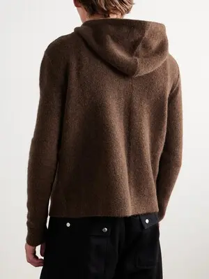 Rick Owens アシメスリーブモヘアニット ブラウン　フリーサイズ Rick Owens Textured-Knit Zip-Up Hoodie - Brown | Editorialist