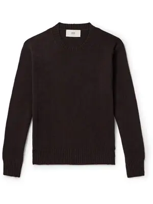 AMI Paris Logo-embroidered Cashmere And Wool-blend Sweater