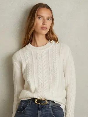 REISS Libby Wool-cashmere Cable Knit Jumper