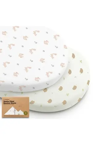 KEABABIES 2-pack Soothe Fitted Bassinet Sheets Nibbles/bruce