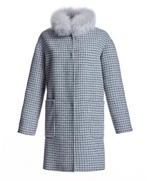 MAXIMILIAN Reversible Check Wool-blend Coat