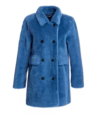 MAXIMILIAN Lamb's Wool Pea Coat - Navy