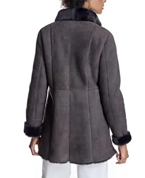 MAXIMILIAN Shearling Jacket With Stand Collar - Brown/brown