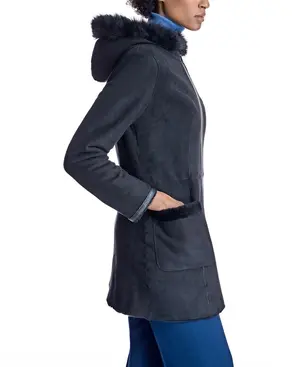 MAXIMILIAN Hooded Shearling Lamb Jacket - Black/black