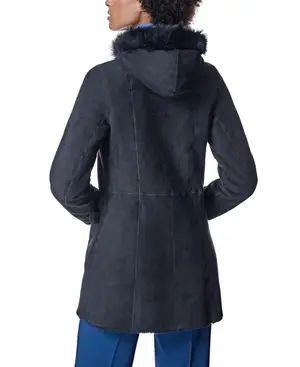 MAXIMILIAN Hooded Shearling Lamb Jacket - Black/black