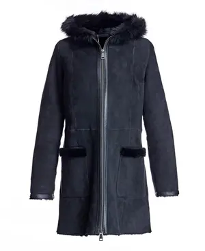MAXIMILIAN Hooded Shearling Lamb Jacket - Black/black