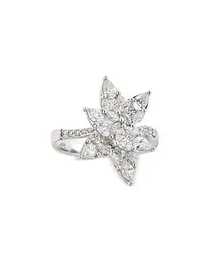 ZYDO 18k Gold Diamond Flower Cocktail Ring - White