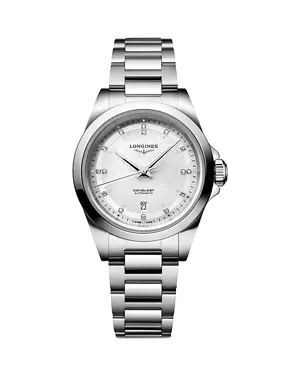 LONGINES Conquest 30mm Mother Of Pearl Watch - White/silver