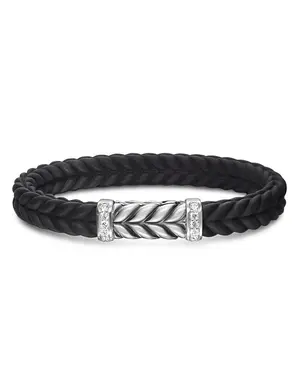 David Yurman Chevron Wide Woven Bracelet - Black/silver