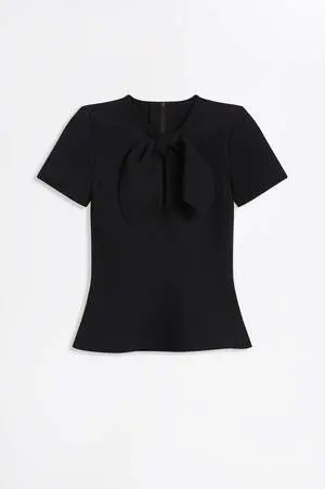 Scanlan Theodore Crepe Knit Cravat Top - Black