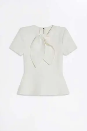 Scanlan Theodore Crepe Knit Cravat Top - Cream