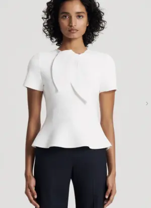 Scanlan Theodore CREPE KNIT CRAVAT TOP White