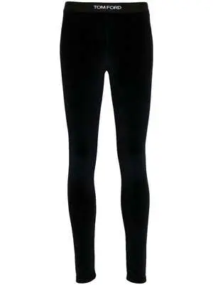 TOM FORD Velvet Logo-detail Leggings - Blue