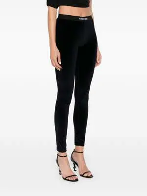TOM FORD Velvet Logo-detail Leggings - Blue